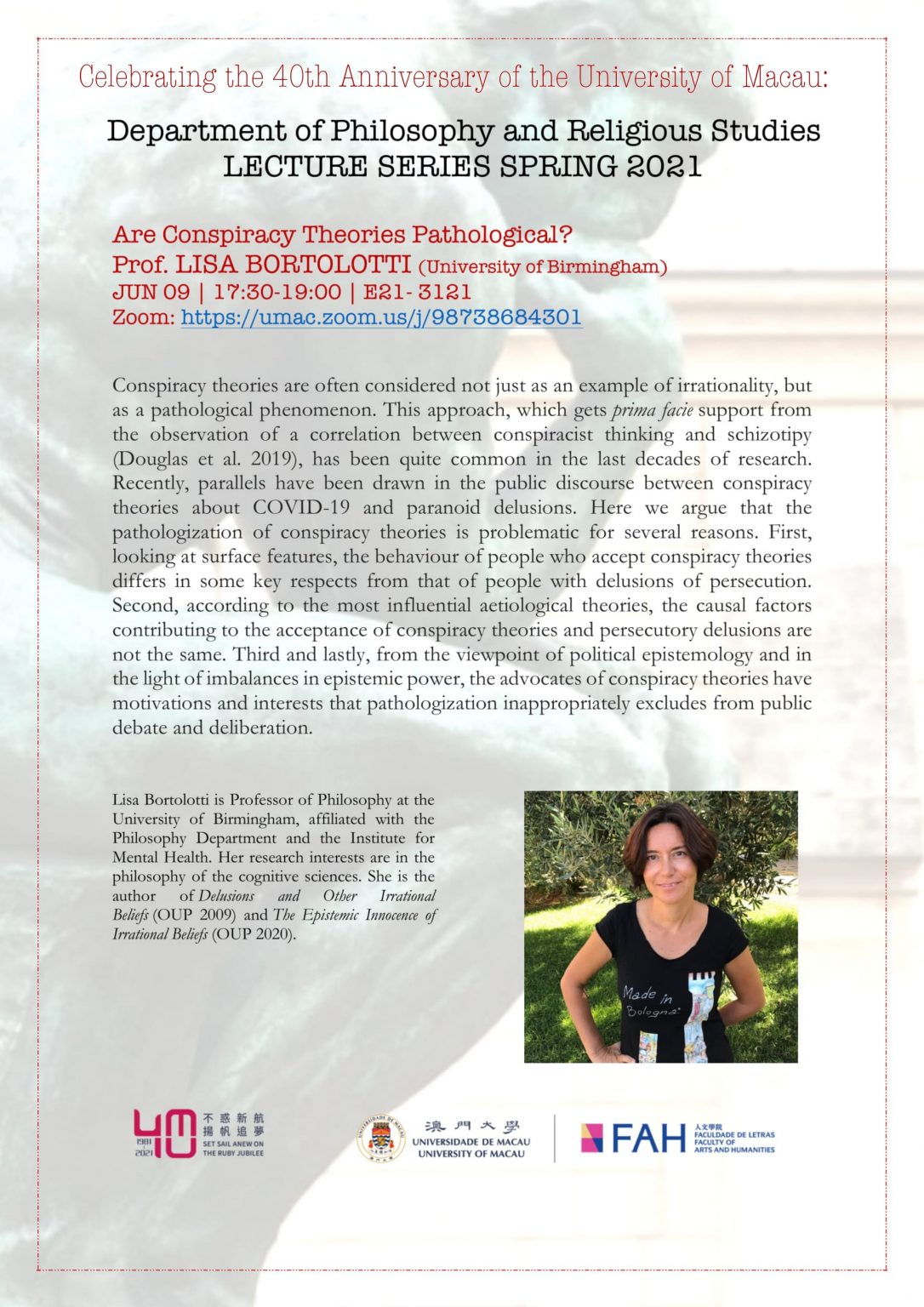 Celebrating the 40th Anniversary of the University of Macau: FAH/DPHIL ...