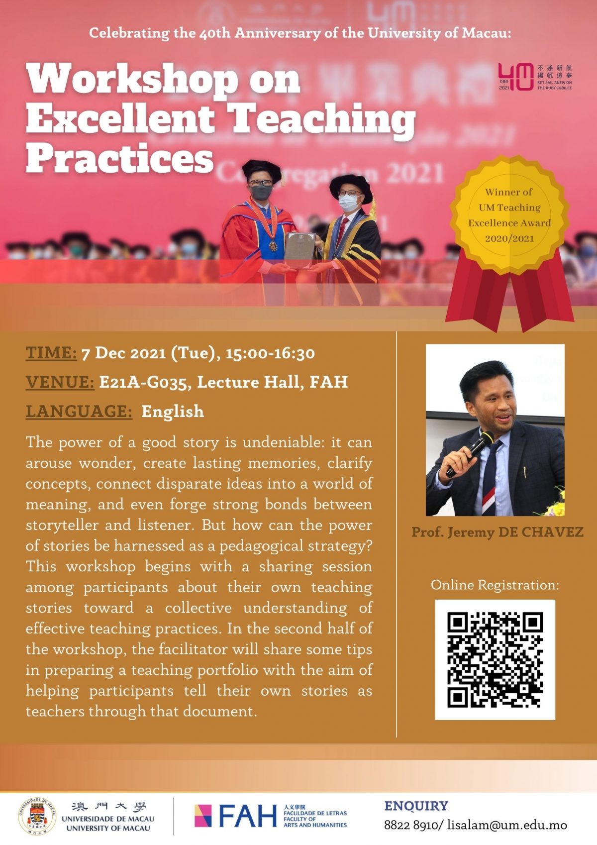 Workshop on Excellent Teaching Practices - Prof. Jeremy (Winner of UM ...