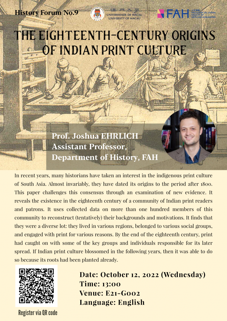 The Eighteenth-Century Origins of Indian Print Culture - Faculty of ...