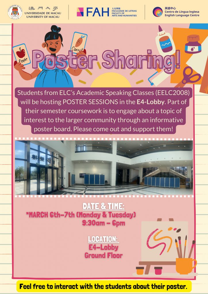 FAH-ELC Student Activity: EELC2008 Poster Sessions Week (March 6th and 7th, 2023) - Faculty of ...