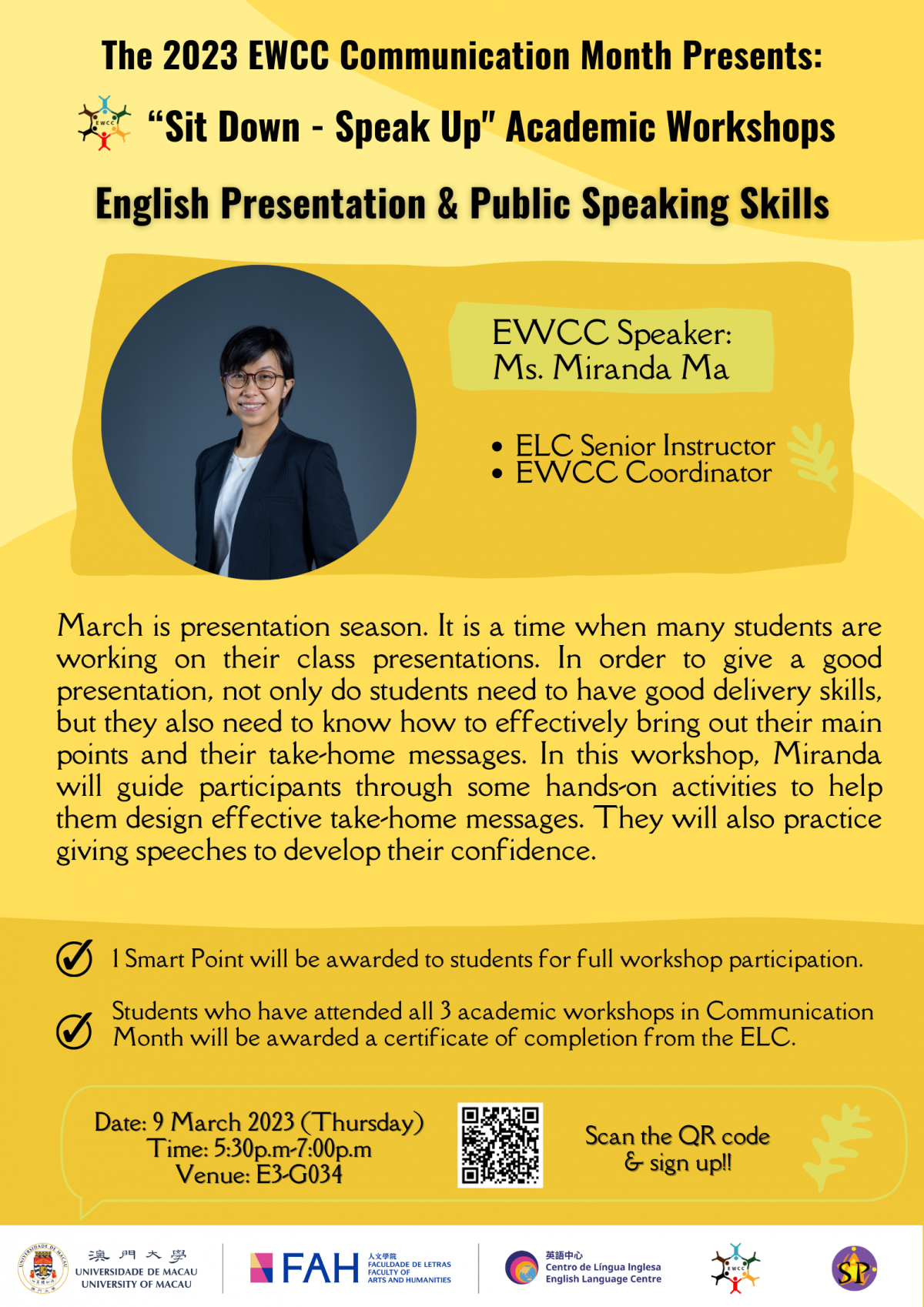 FAH-ELC EWCC Student Activity Workshop: “English Presentation & Public ...