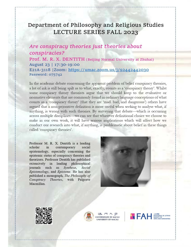 FAH/DPHIL Lecture Series – “Are conspiracy theories just theories about ...