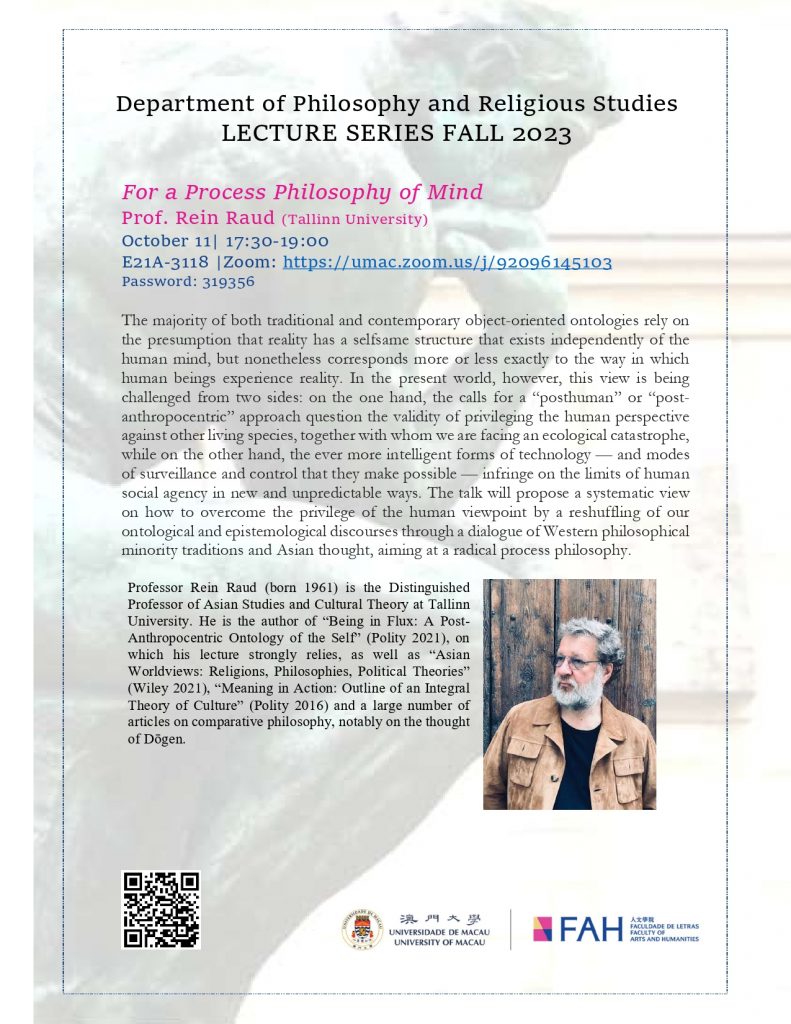FAH/DPHIL Lecture Series – “For a Process Philosophy of Mind” by Prof ...