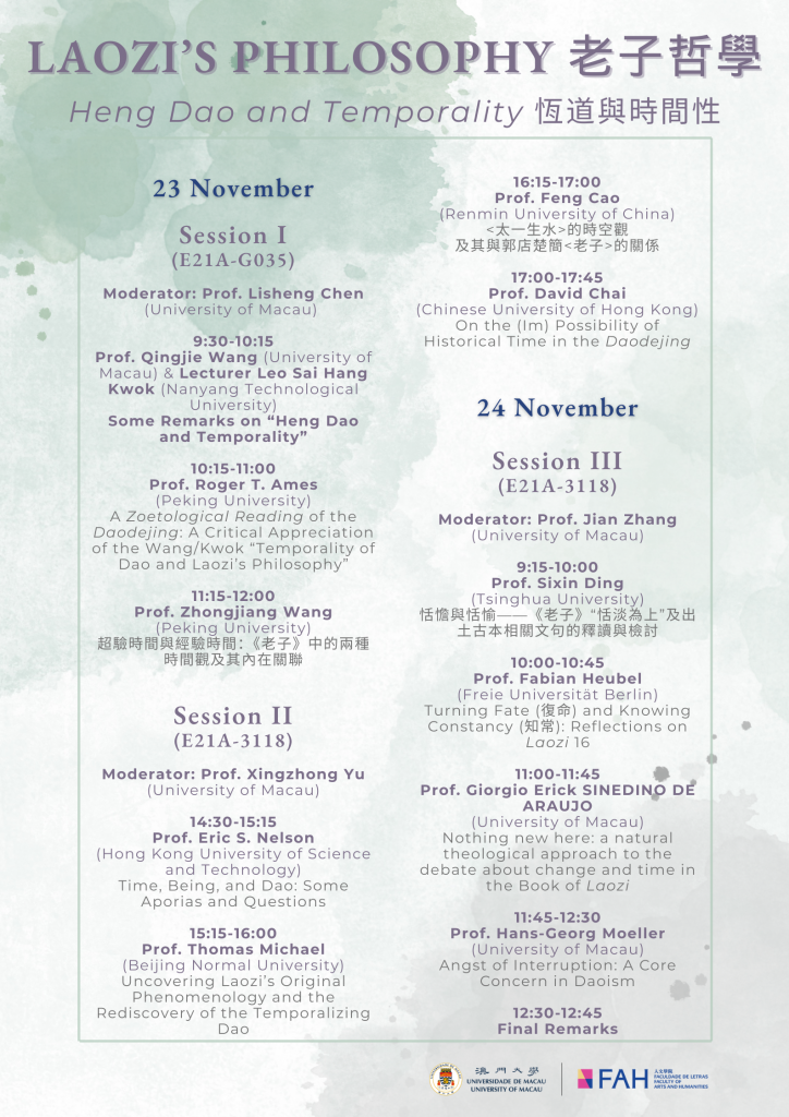 FAH/DPHIL Conference: "Laozi's Philosophy - Heng Dao and Temporality ...