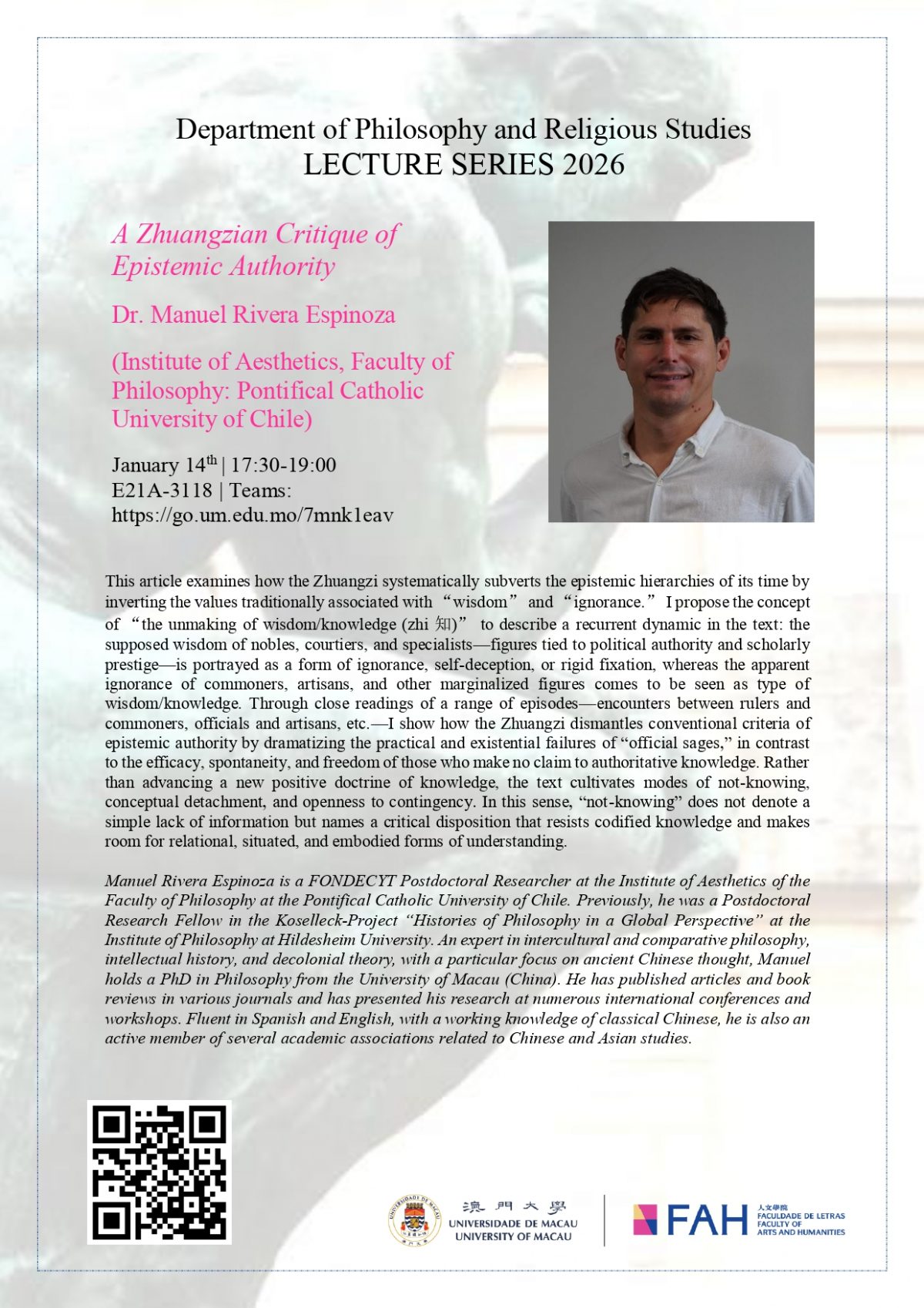 FAH/DPHIL Lecture Series – "A Zhuangzian Critique of Epistemic ...