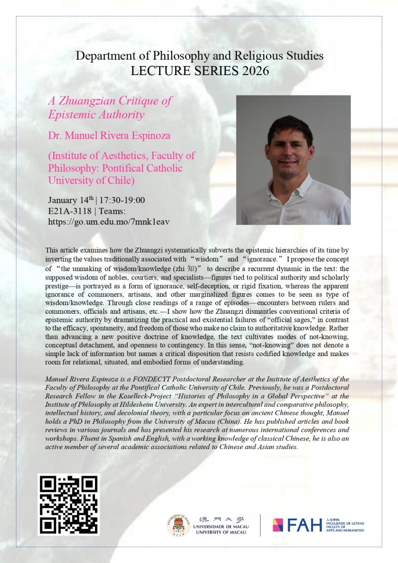 FAH/DPHIL Lecture Series – "A Zhuangzian Critique of Epistemic ...